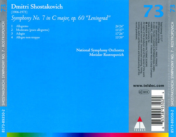 Buy Dmitri Shostakovich / National Symphony Orchestra, Mstislav Rostropovich : Symphony No. 7 ...
