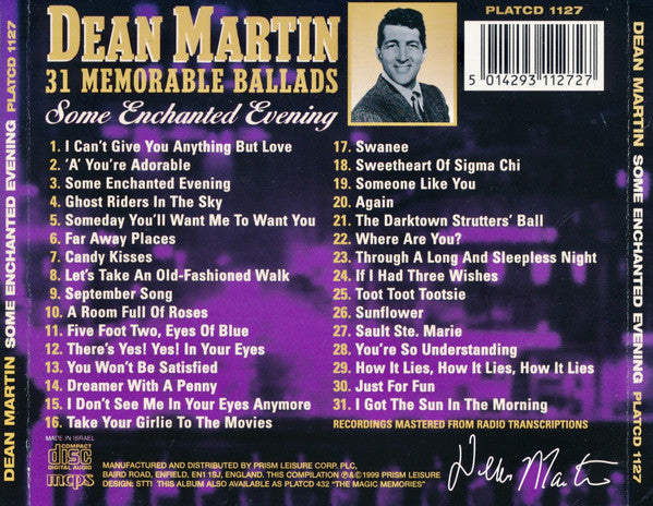 Buy Dean Martin : Some Enchanted Evening - 31 Memorable Ballads (CD ...