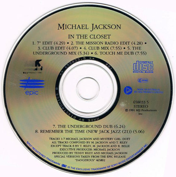 Buy Michael Jackson : In The Closet (CD, Maxi, Car) Online for a great ...
