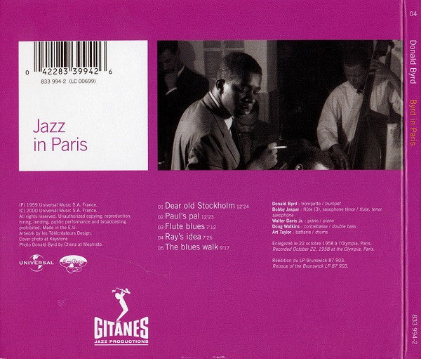 Buy Donald Byrd : Byrd In Paris (CD, Album, RE, RM) Online for a great ...