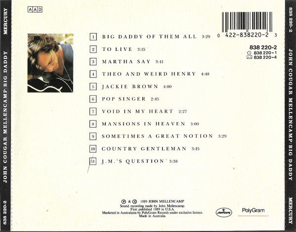 Buy John Cougar Mellencamp : Big Daddy (CD, Album) Online for a great ...